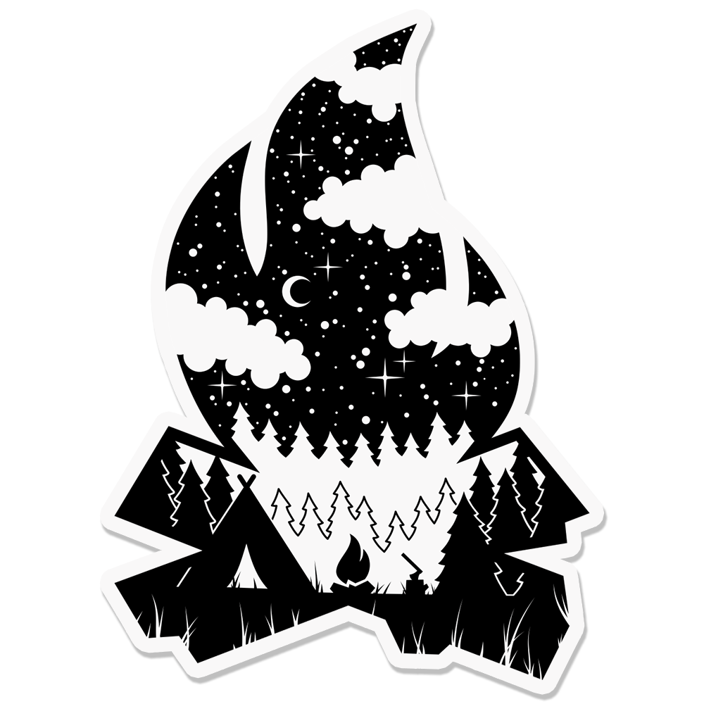 Night Camp Decal • Graham Cameron • Flannel And Whiskey • Outdoors Sticker